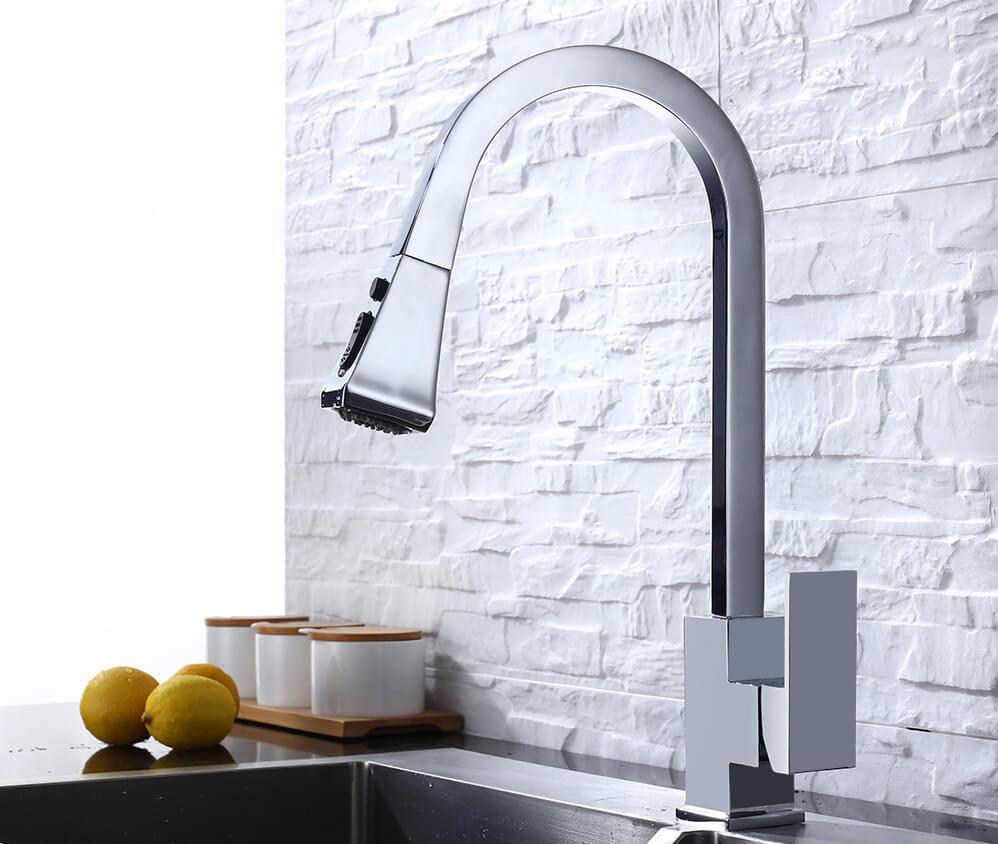 Moderne keukenkraan met uittrekbare sproeikop CHROOM Blox OMNITAIR