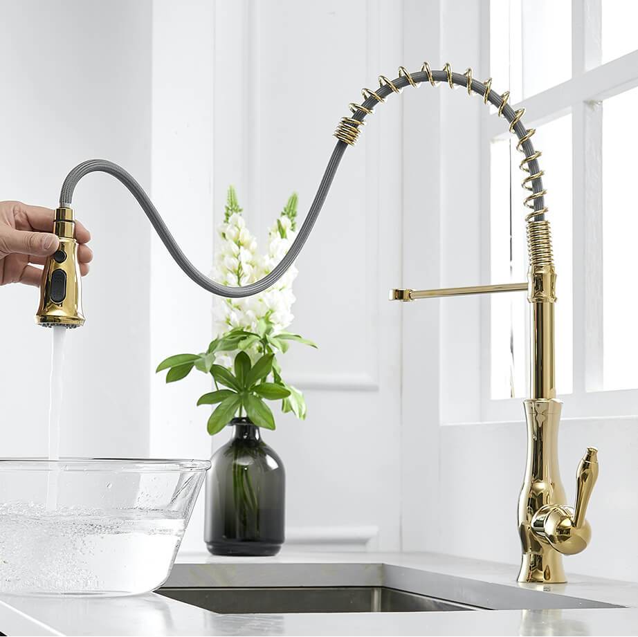 Keukenkraan met uittrekbare sproeikop GOUD CHROOM Ova OMNITAIR